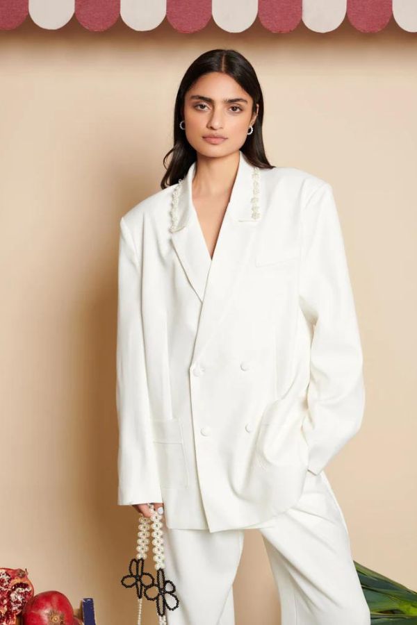 Harlow Pearl Blazer | Pearl Ivory – LoversLand